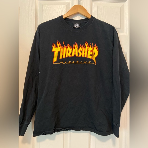 Thrasher | Shirts | Thrasher Magazine Logo Ls Tshirt Medium | Poshmark